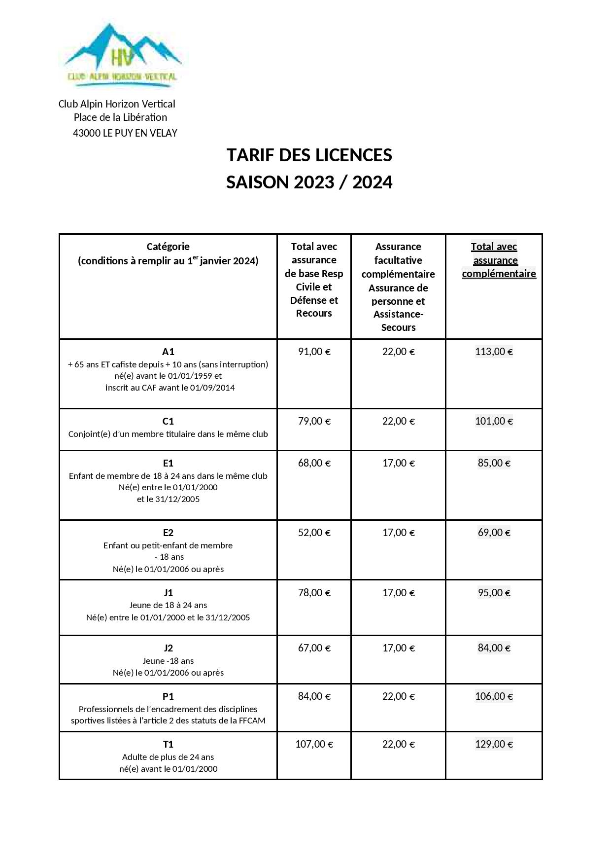 Licence Club - Club Alpin Horizon Vertical
